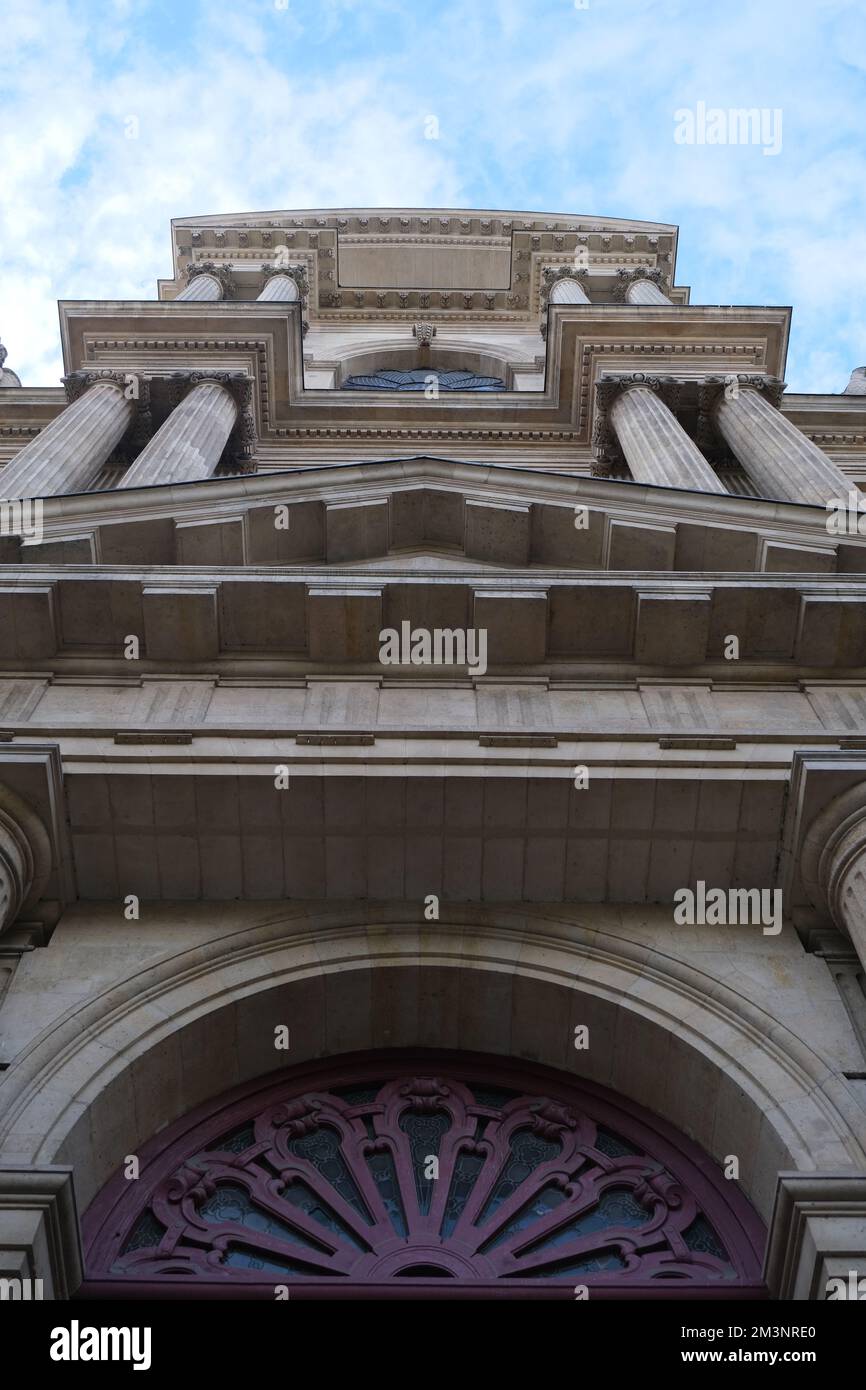 A vertical low angle shot of the beautiful exterior of a historic ...