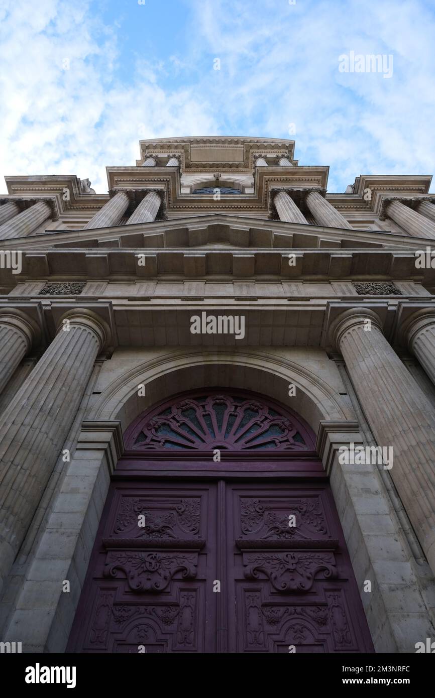 A vertical low angle shot of the beautiful exterior of a historic ...