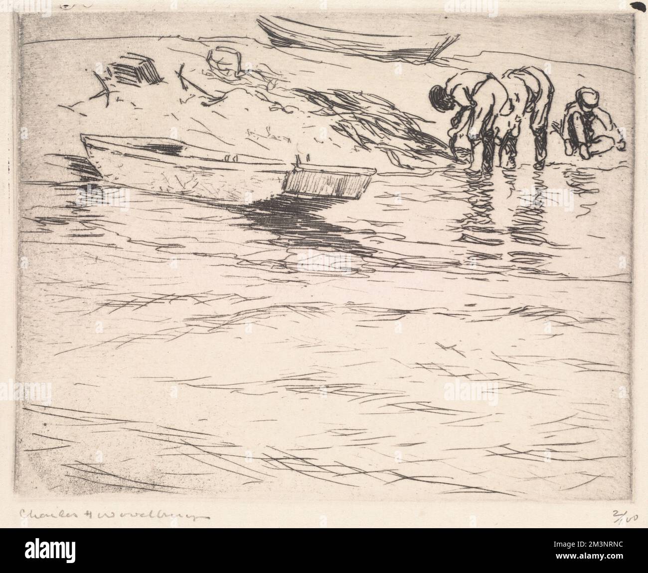 Punt and three men , Boats. Charles H. Woodbury (1864-1940). Prints ...