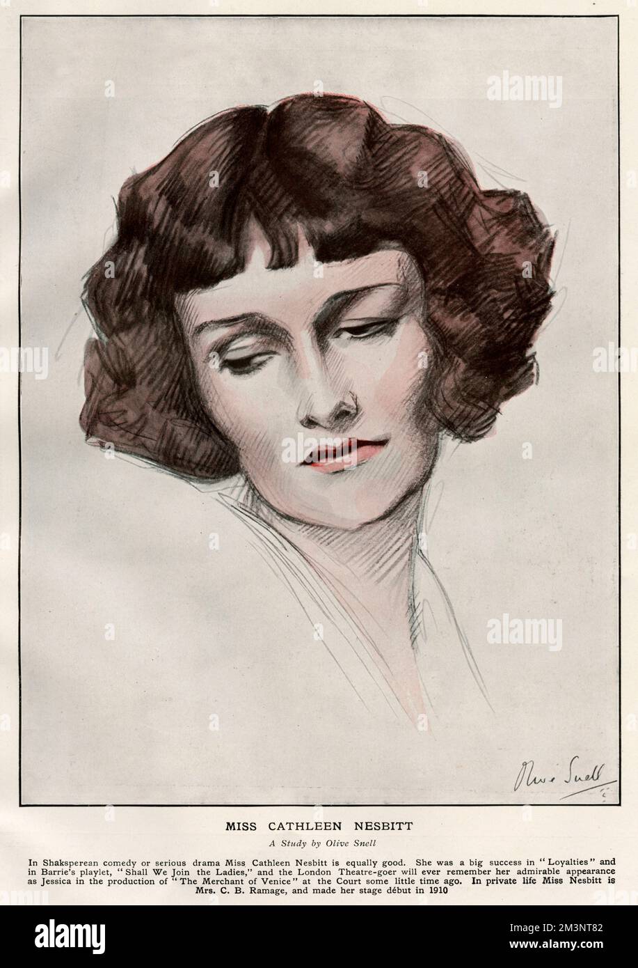 Miss Cathleen Nesbitt, A study by Olive Snell Stock Photo - Alamy