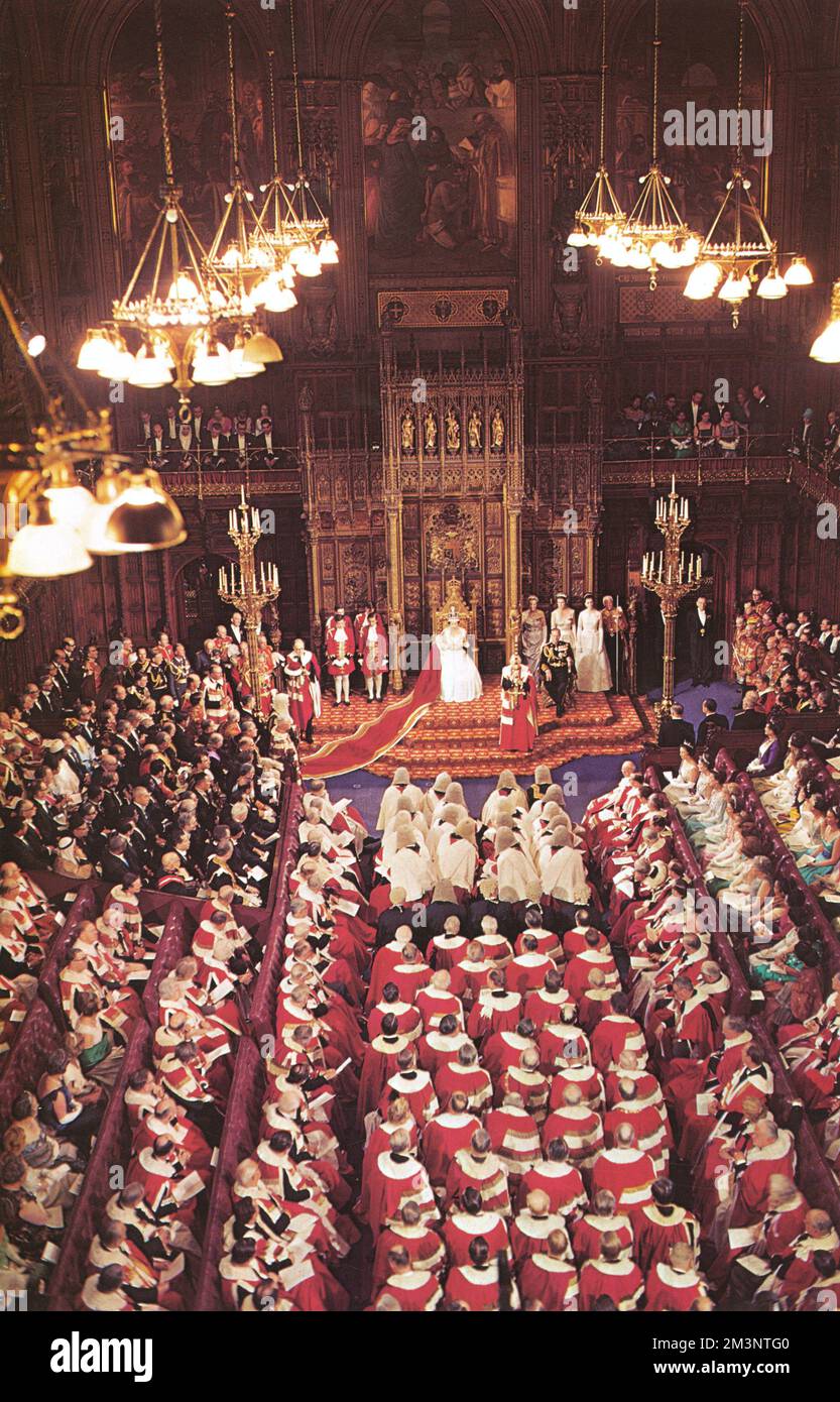 Aerial photograph showing Queen Elizabeth II the State Opening of ...
