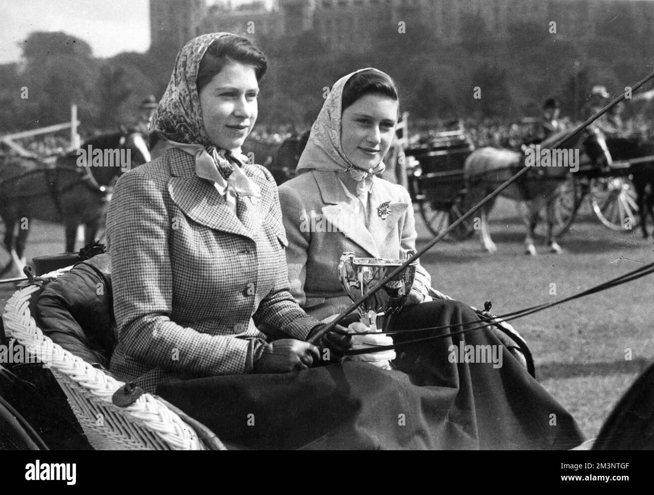 Princess Elizabeth and Margaret in driving class at Windsor Stock Photo ...