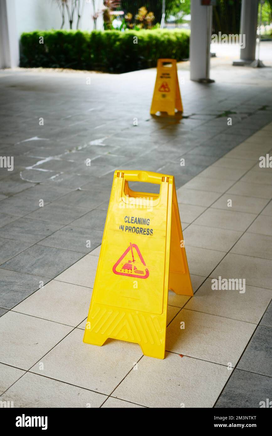 Signs entrance Floor Damaged indoor Stock Photo - Alamy