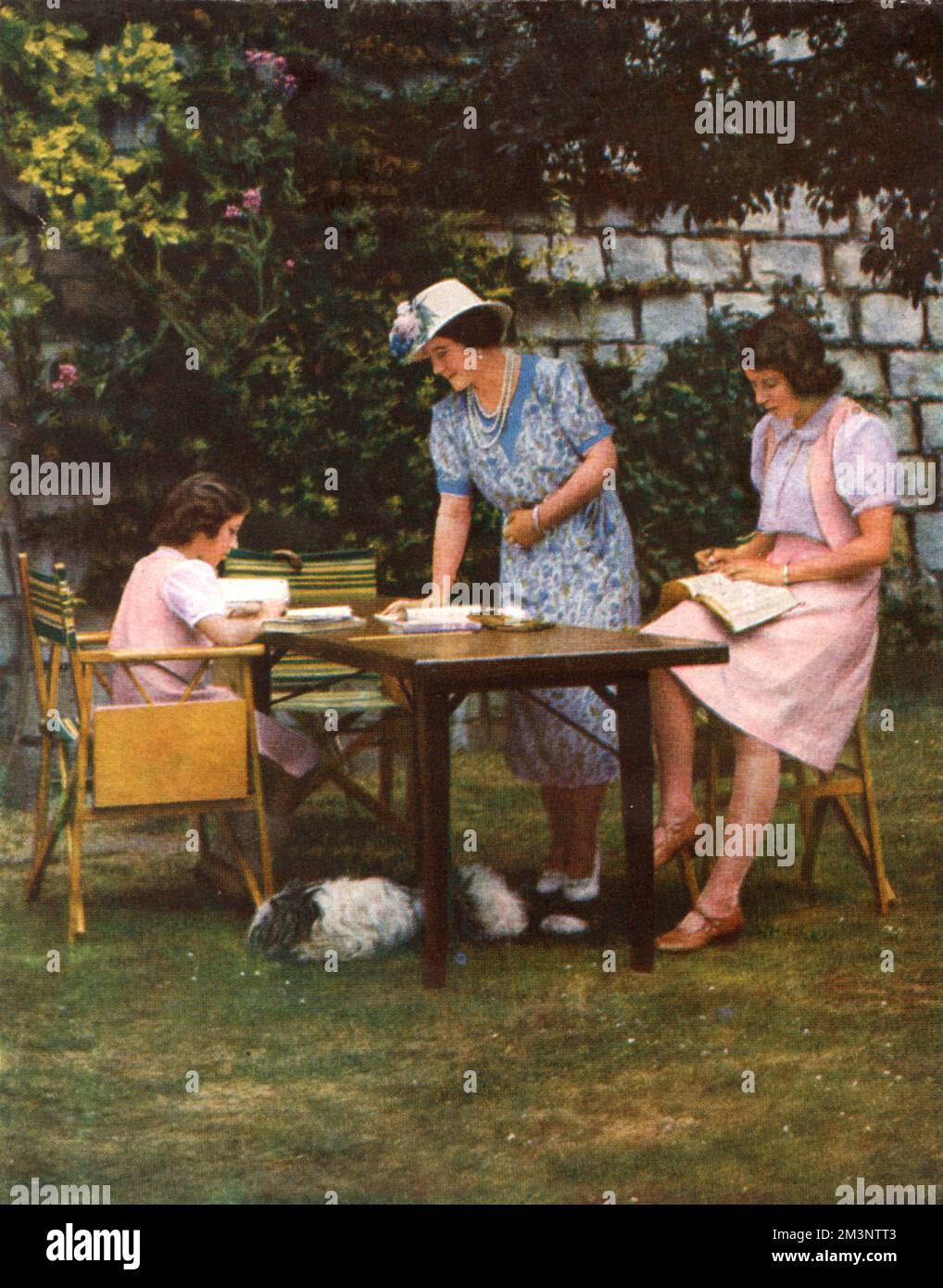 The Princesses as schoolgirls. Outdoor study in 1941 supervised by Her ...