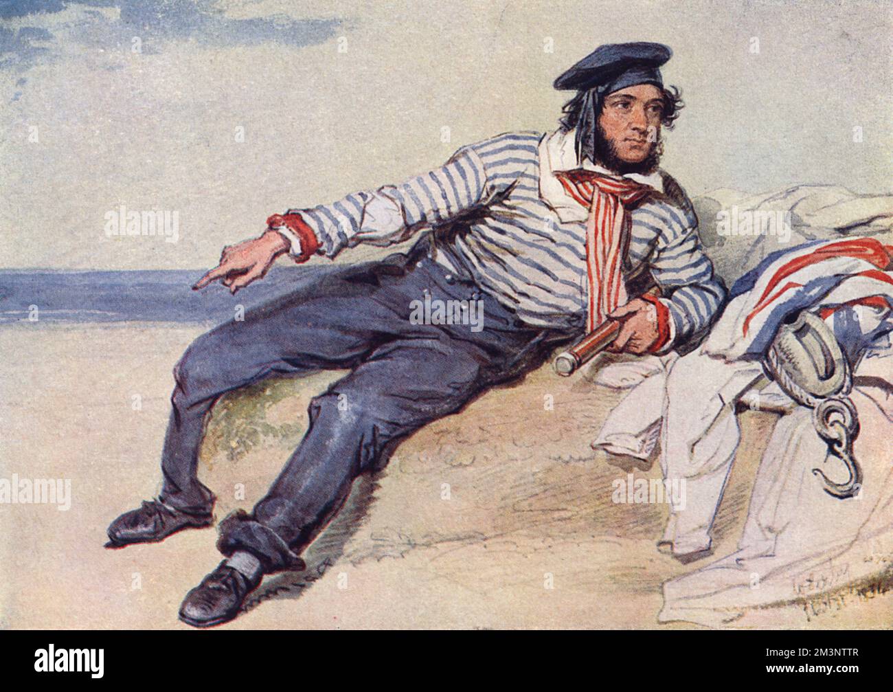 A Fisherman of 1834 by William Derby Stock Photo - Alamy