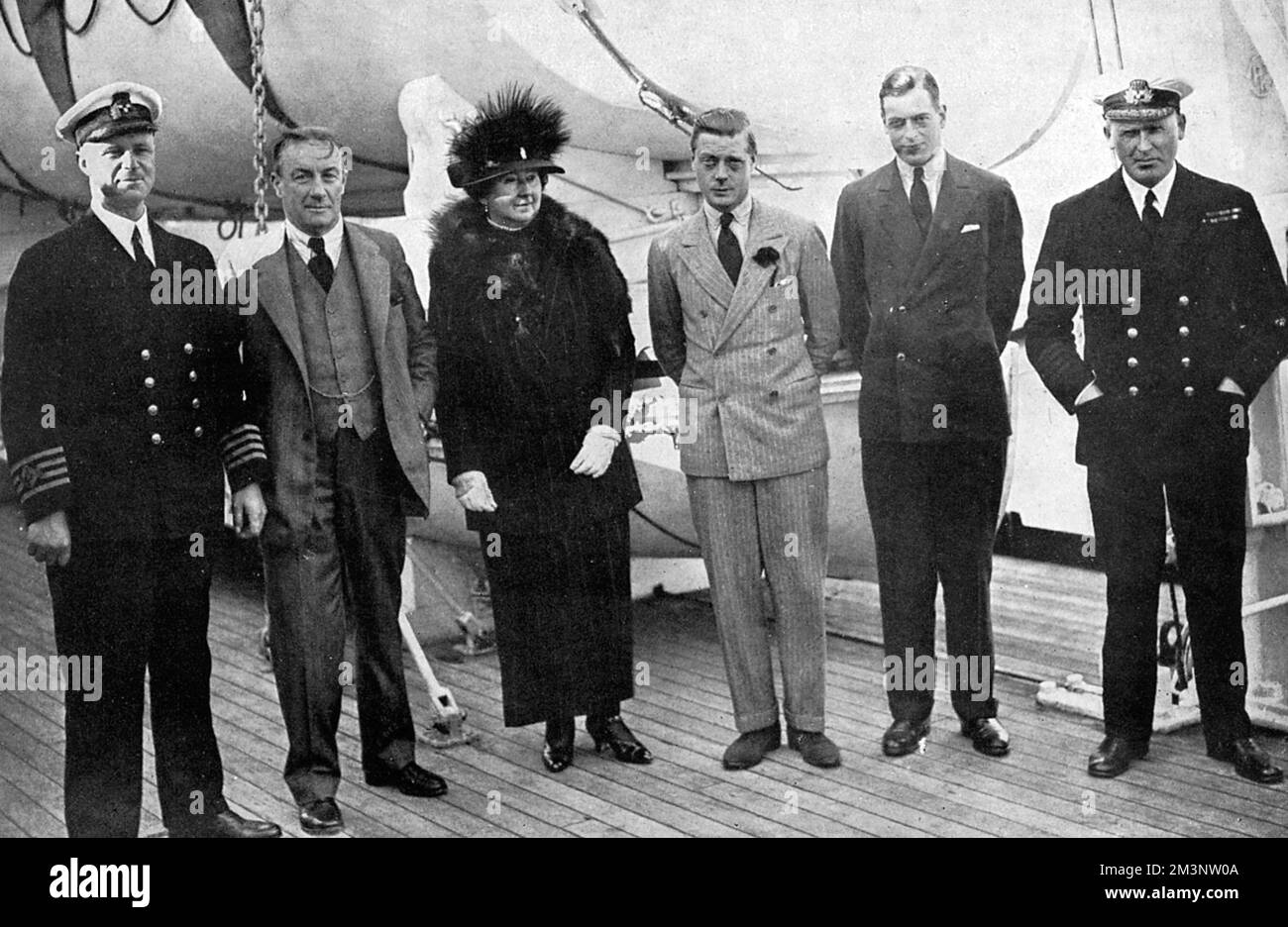 Prince of Wales, Prince George and Stanley Baldwin on board Stock Photo ...