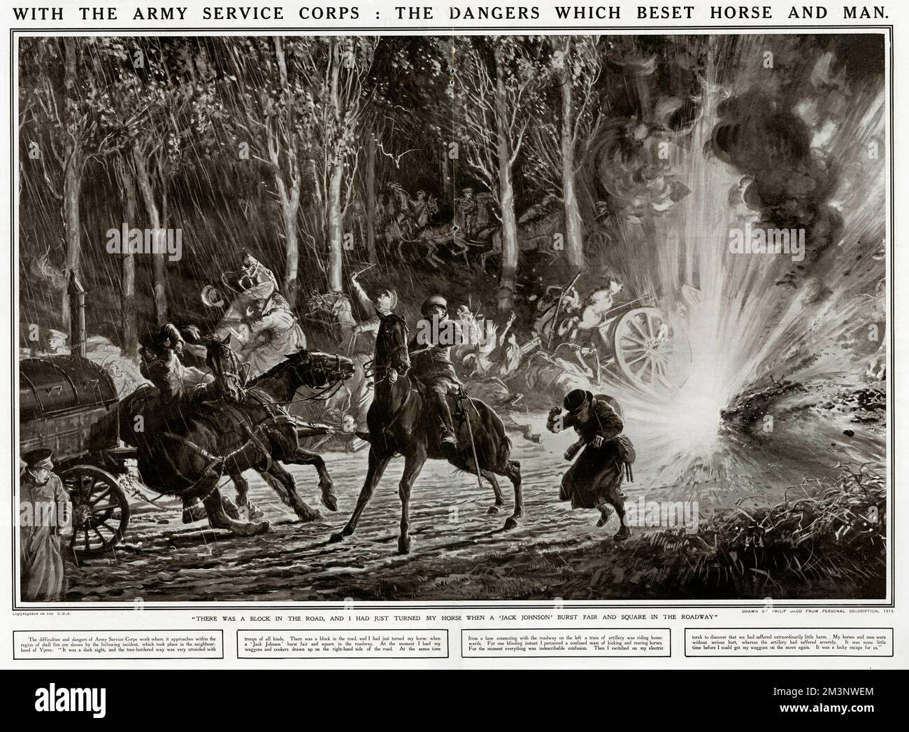 This scene depicts the difficulties and dangers of shell fire, for The ...