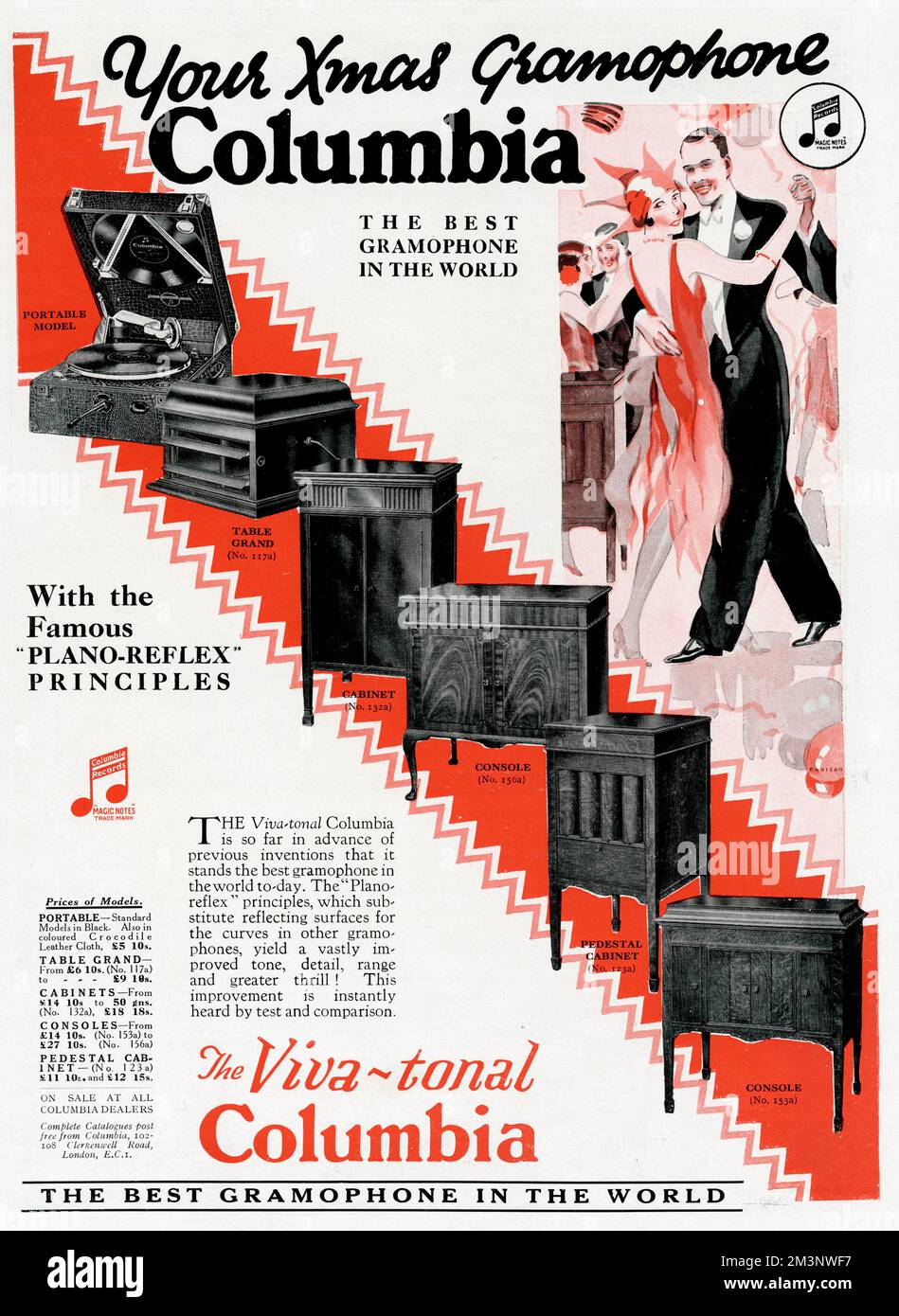 Advert for Columbia Gramophones 1929 Stock Photo - Alamy