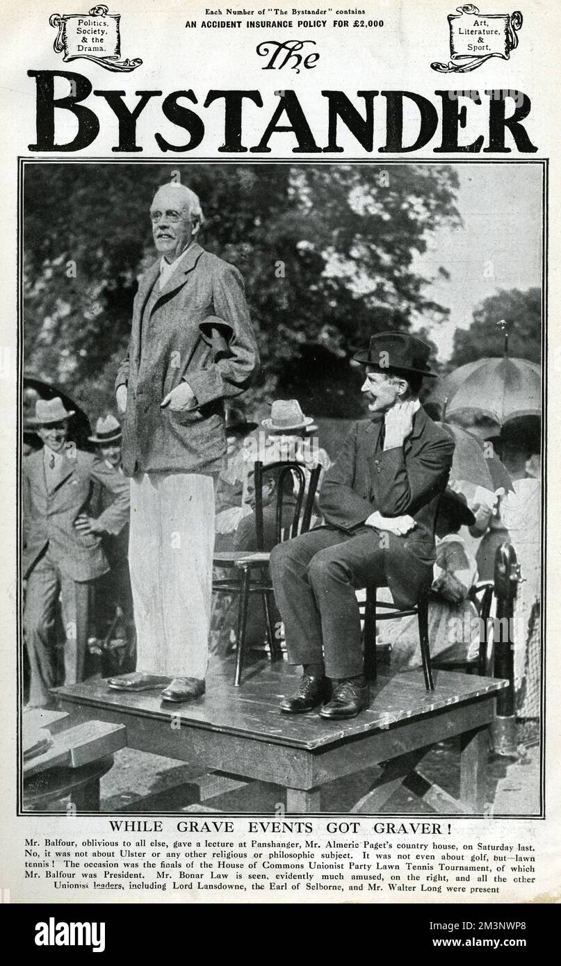 Arthur Balfour, British politician, giving a talk Stock Photo - Alamy