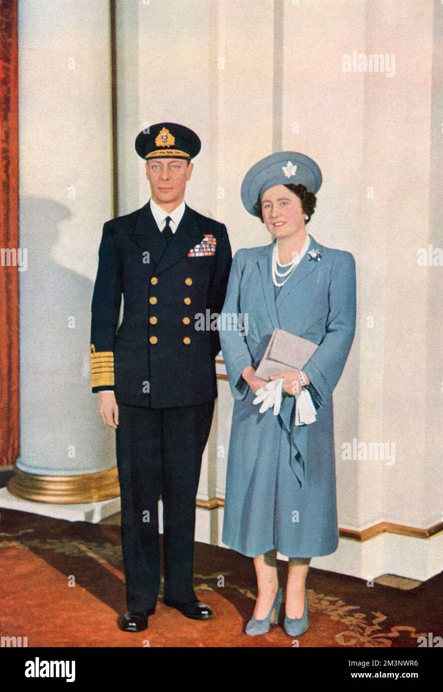 King George VI and Queen Elizabeth, special ILN photo,1942 Stock Photo ...