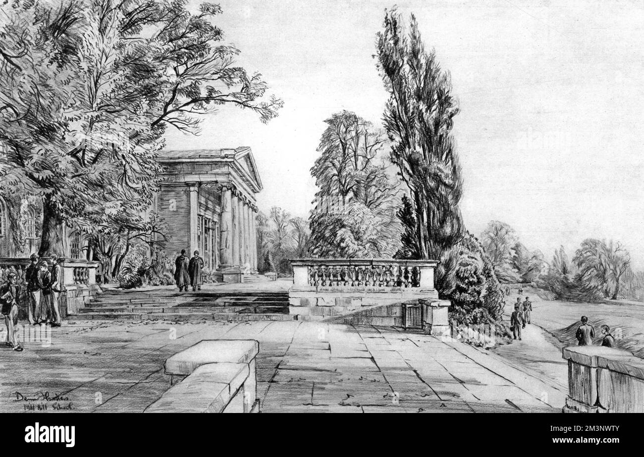 Mill Hill School, portico and terrace Stock Photo - Alamy