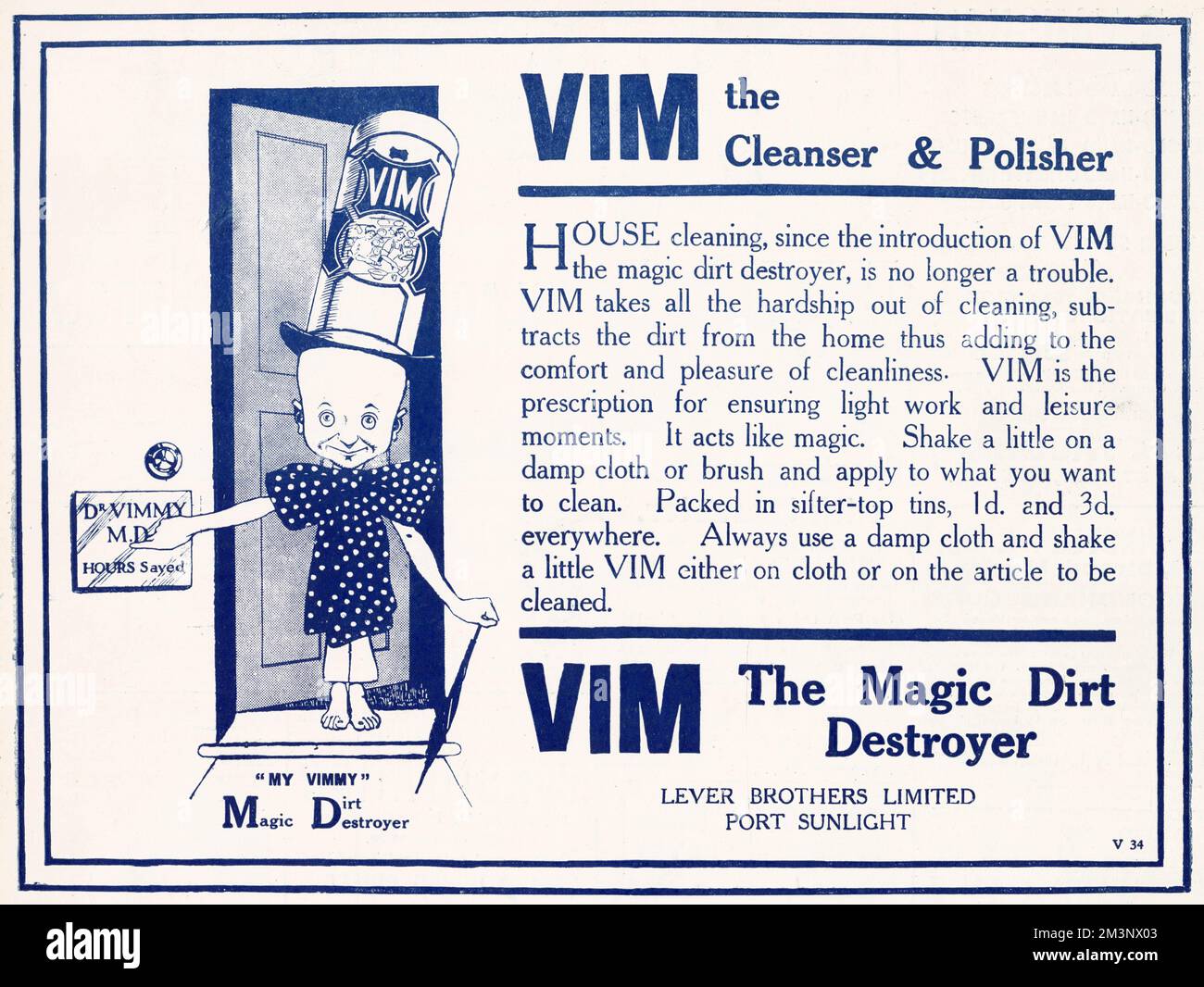 Advert for Vim cleaning product 1910 Stock Photo - Alamy