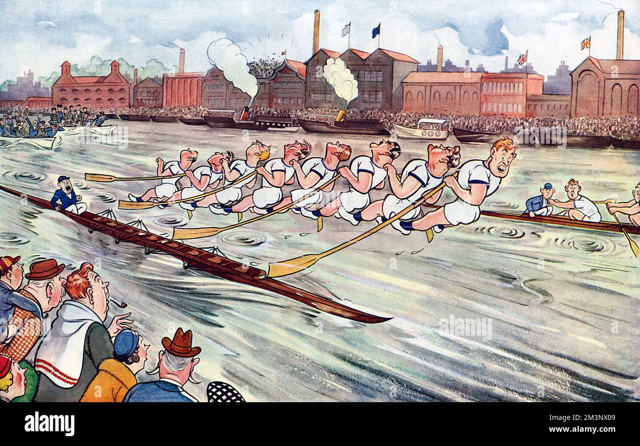 The Boat Race by Patrick Bellew Stock Photo - Alamy