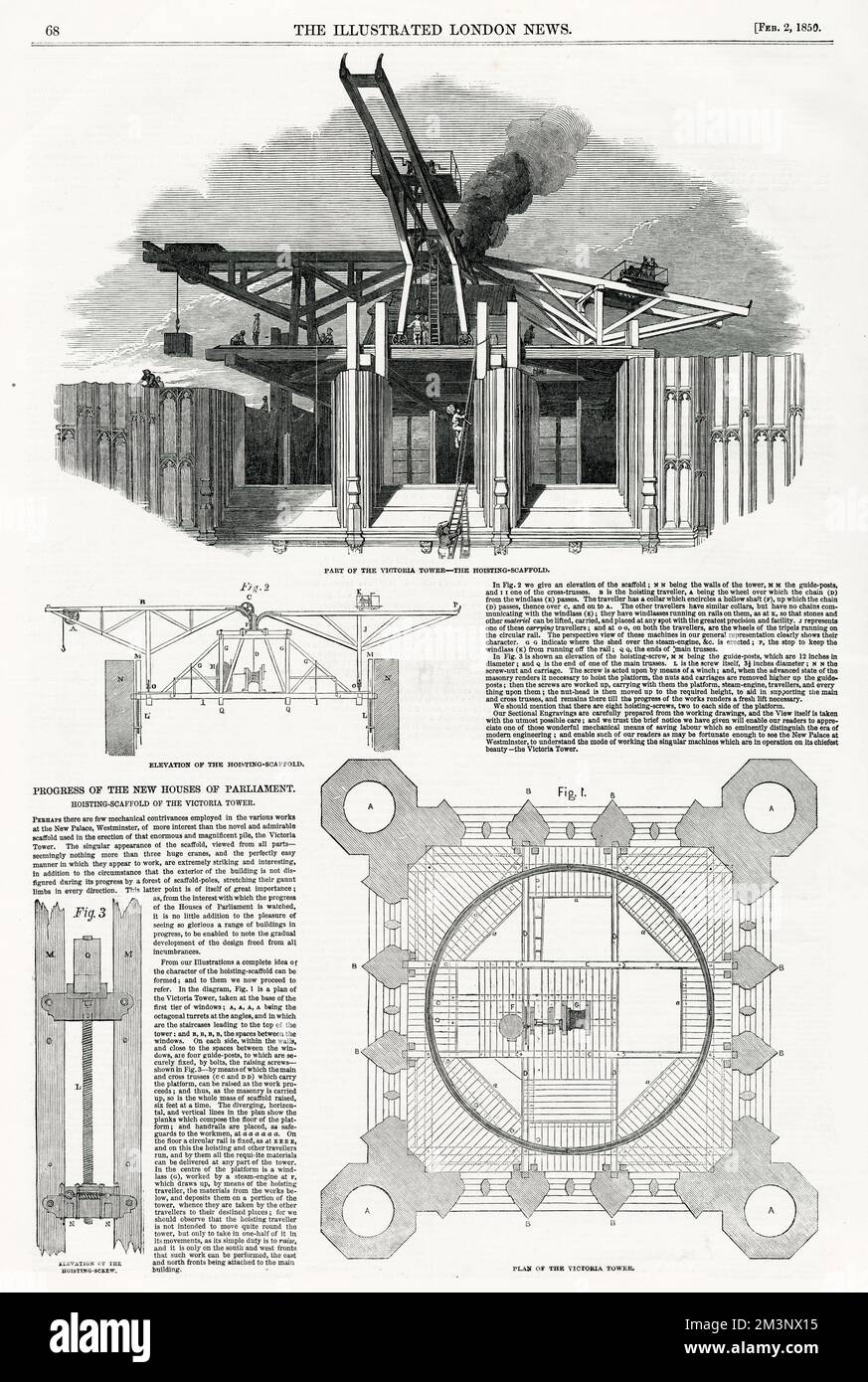 Construction of the Victoria Tower, London 1850 Stock Photo - Alamy
