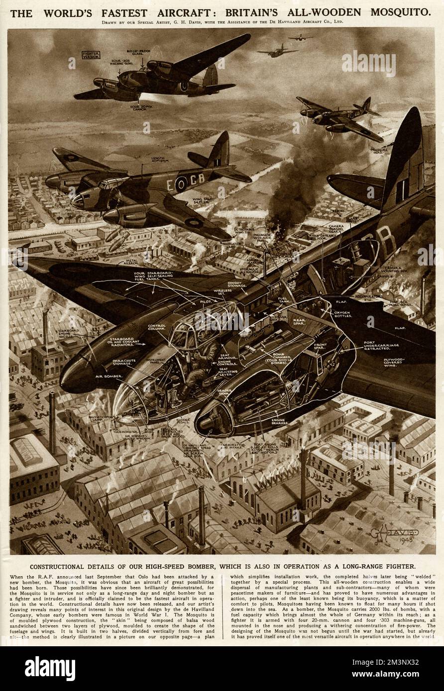 The high speed British Mosquito bomber, constructed almost entirely of ...