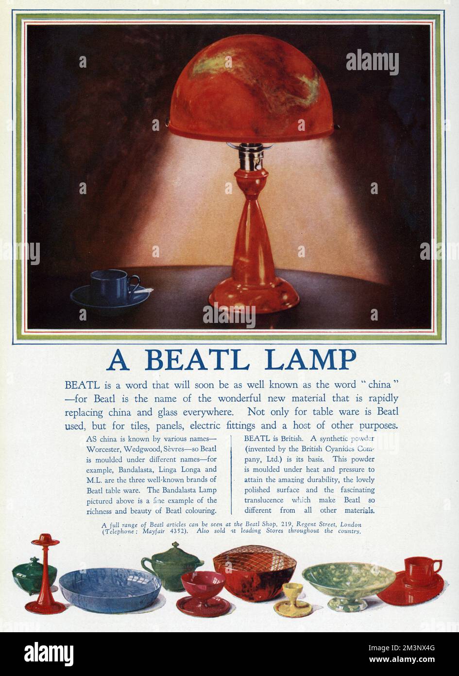 Advert for Beatl table lamps 1930 Stock Photo - Alamy