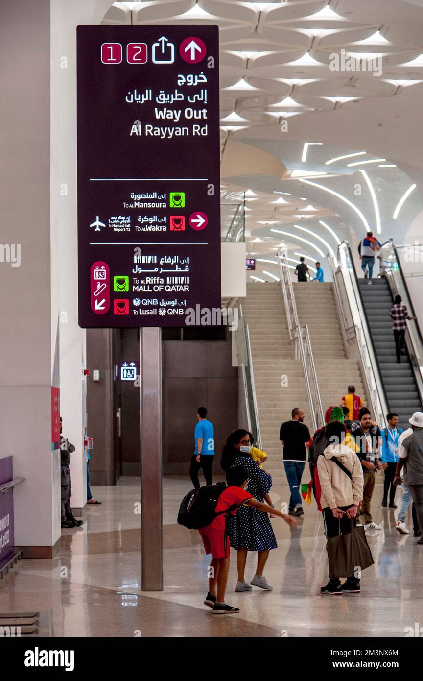 Direction signage inside the Doha Metro, Qatar Stock Photo - Alamy