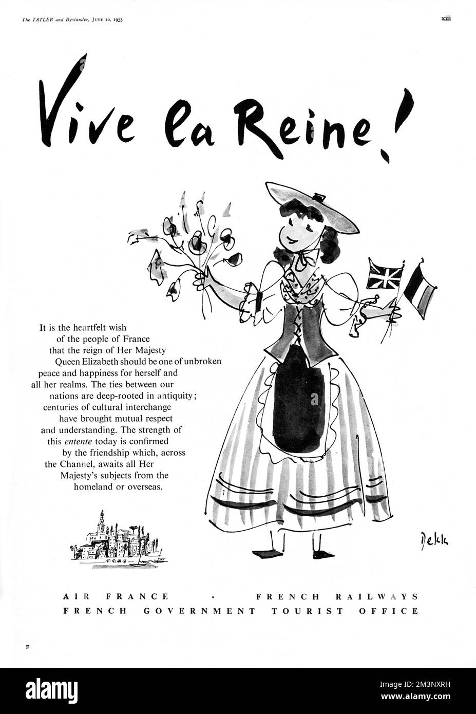 A French advert in The Tatler wishing the Queen a long and peaceful ...
