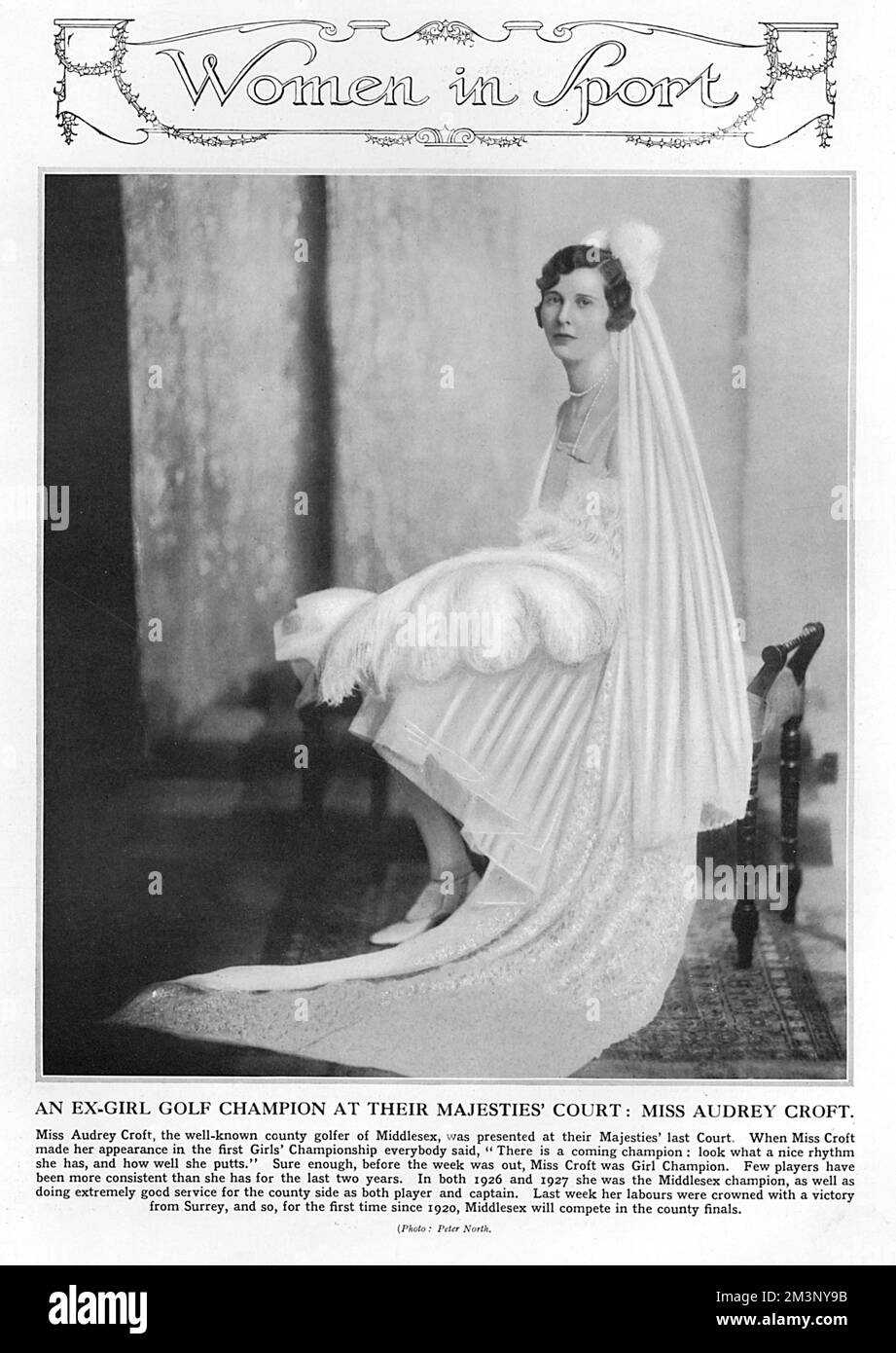 Miss Audrey Croft in her court presentation gown Stock Photo - Alamy