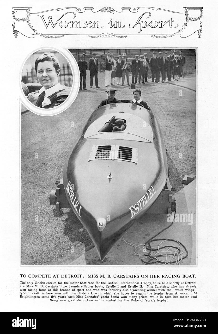 Miss Carstairs in her racing boat Stock Photo - Alamy