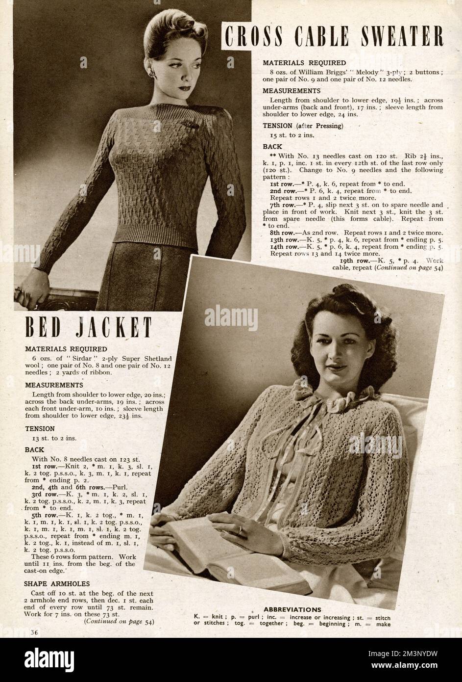 Knitting pattern 1944 Stock Photo - Alamy