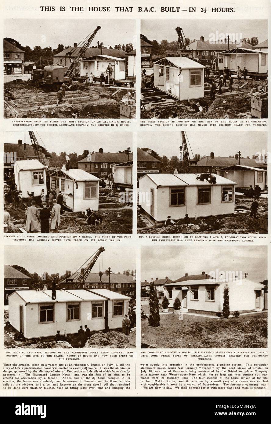 Building of a prefabricated houses in 3 hours 1945 Stock Photo - Alamy