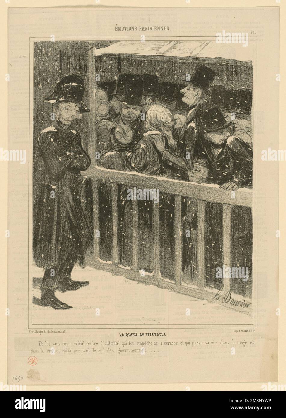 La queue au spectacle. Honoré Daumier (1808-1879). Lithographs Stock ...