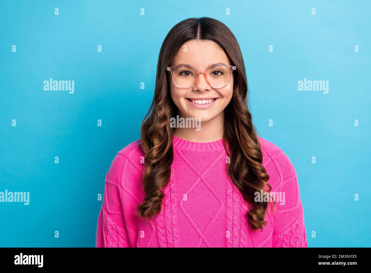 Photo of young beautiful smart nerd schoolgirl academic wear eyeglasses ...