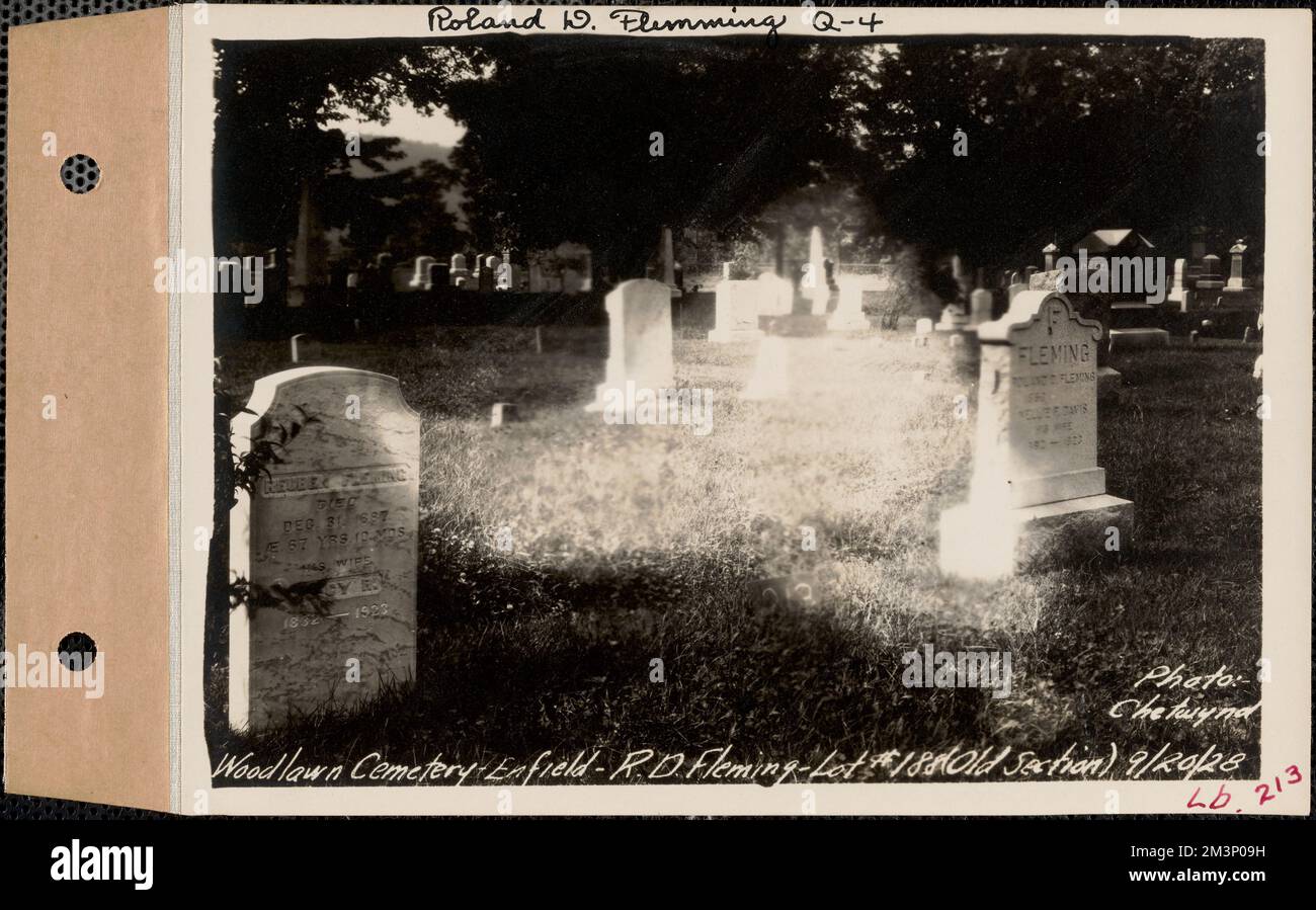 R. D. Fleming, Woodlawn Cemetery, old section, lot 188, Enfield, Mass ...