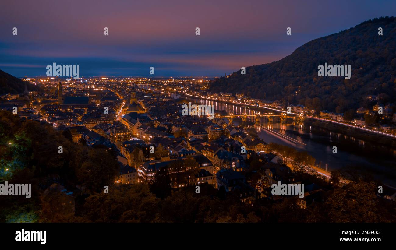 The beautiful Heidelberg in Germany by night Stock Photo - Alamy