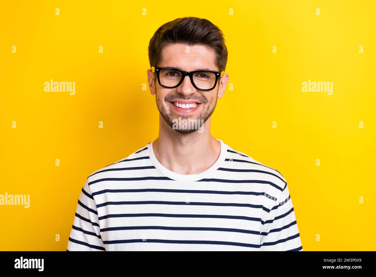 Photo of positive friendly person beaming smile have good mood isolated ...