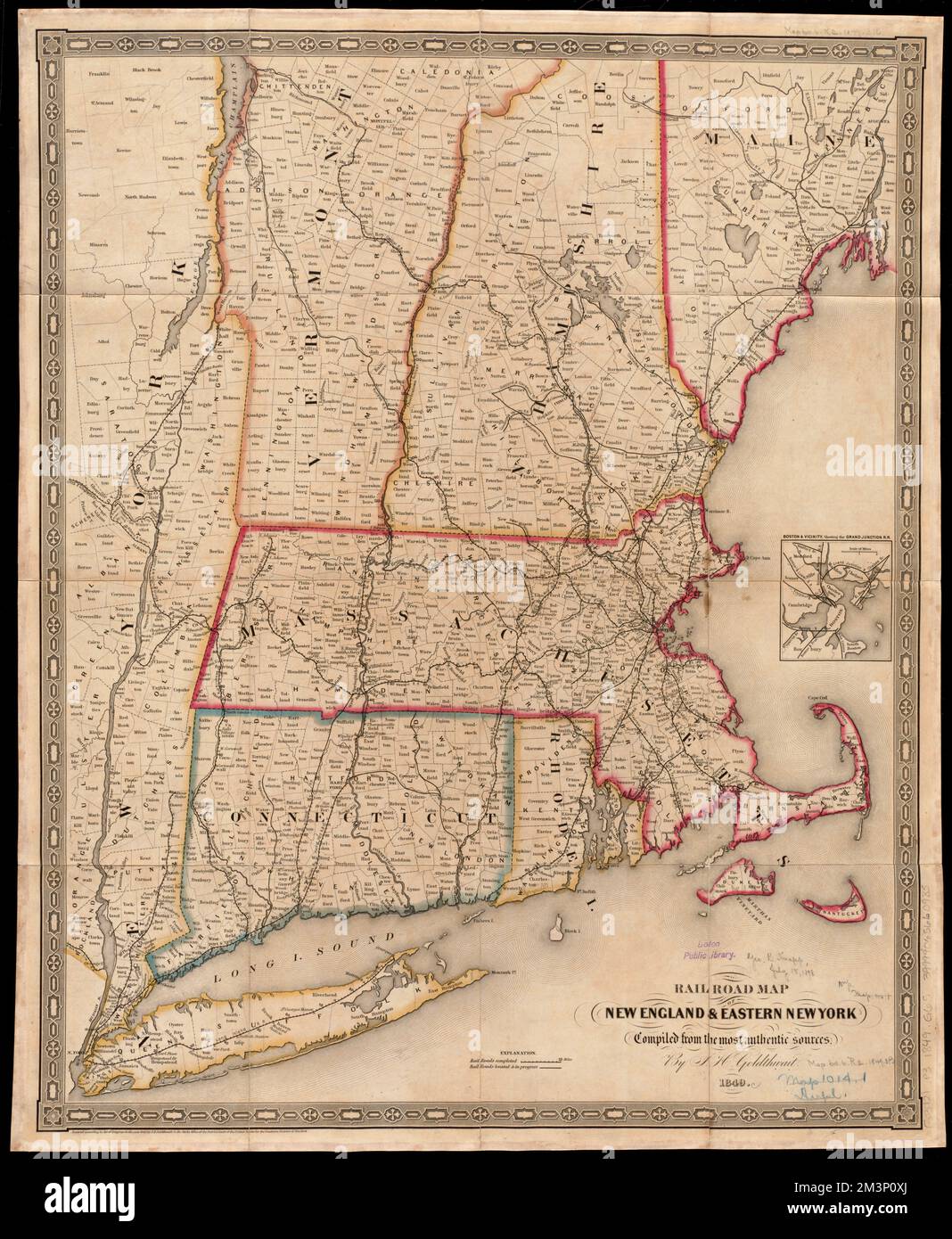 Rail road map of New England & eastern New York , Railroads, New York ...