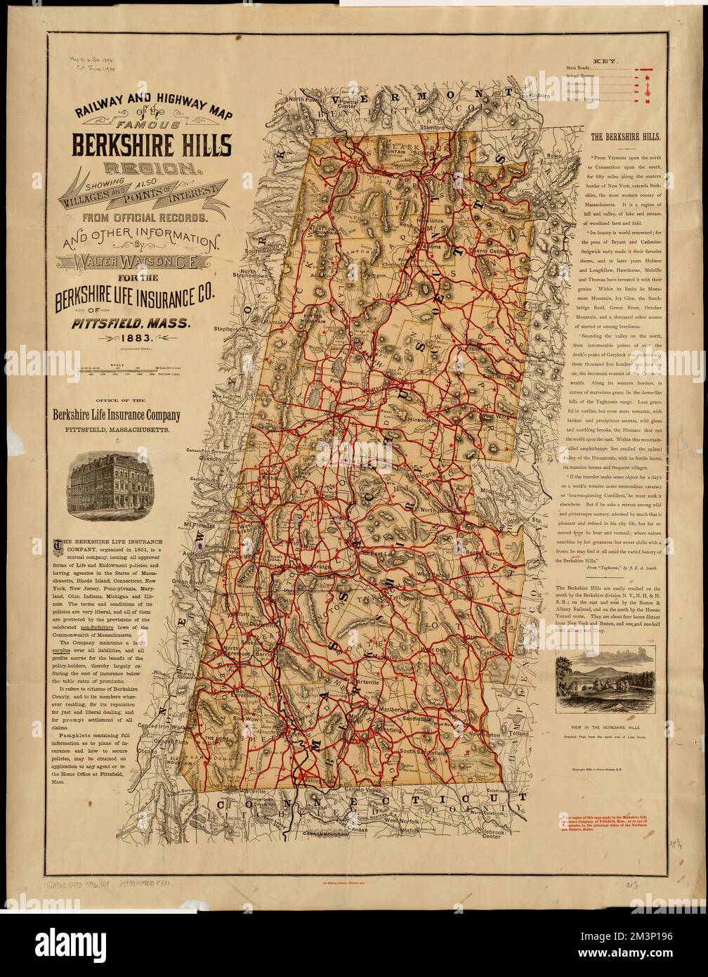 Railway and highway map of the famous Berkshire Hills region, showing ...