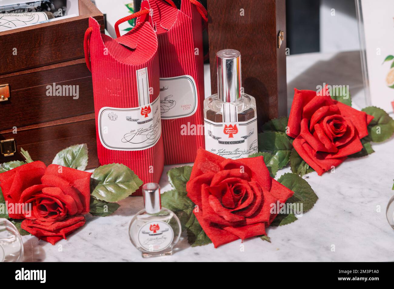 29 July 2022, Cologne, Germany: Farina odecologne historical perfume ...