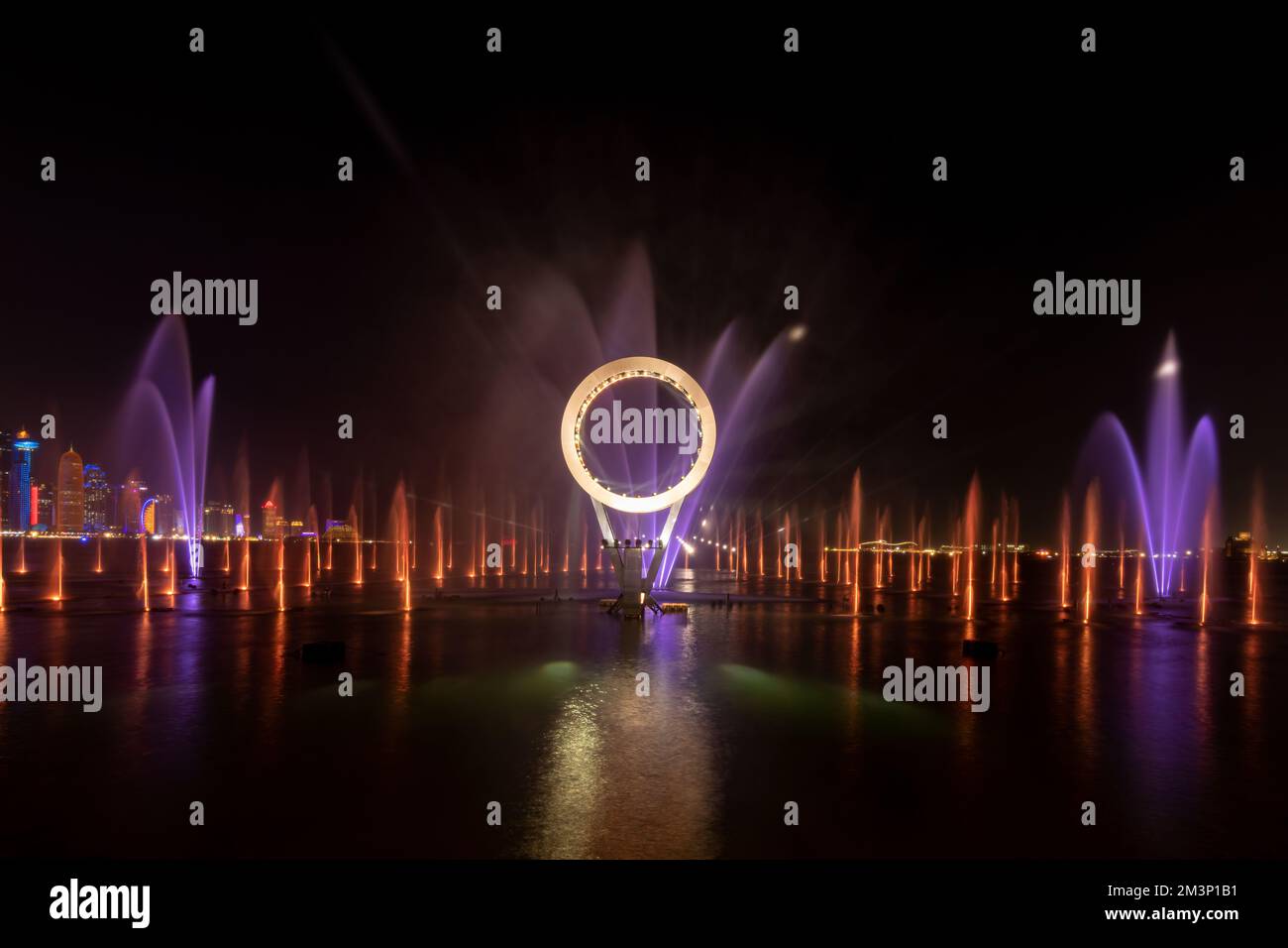 Fireworks and fountain laser light show at Corniche road FIFA World cup ...