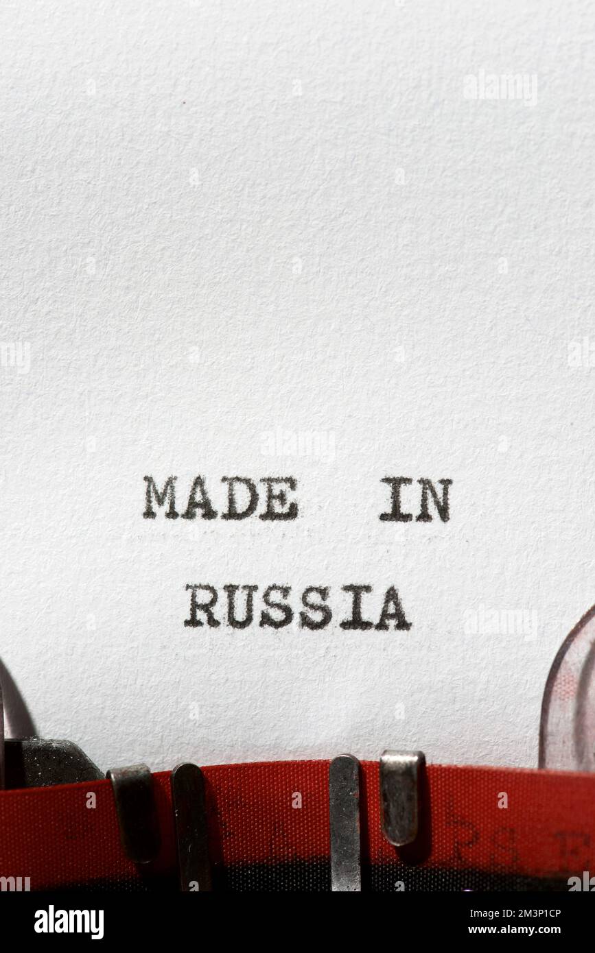 The sentence, made in Russia, written with a typewriter Stock Photo - Alamy