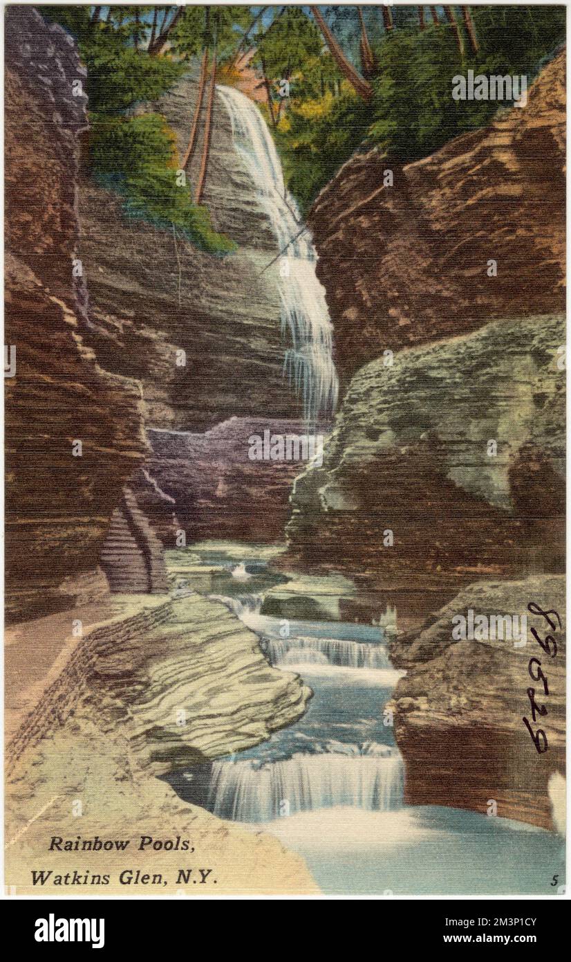 Rainbow pools, Watkins Glen, N. Y. , Waterfalls, Tichnor Brothers ...