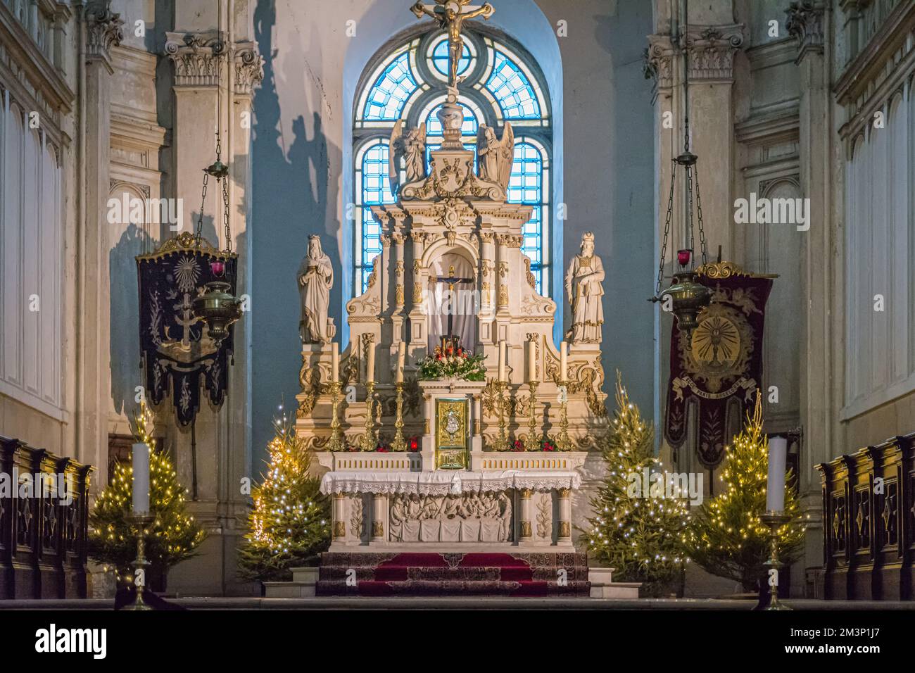Interior of the Roman parish Church of Saint Catherine in Brussels ...
