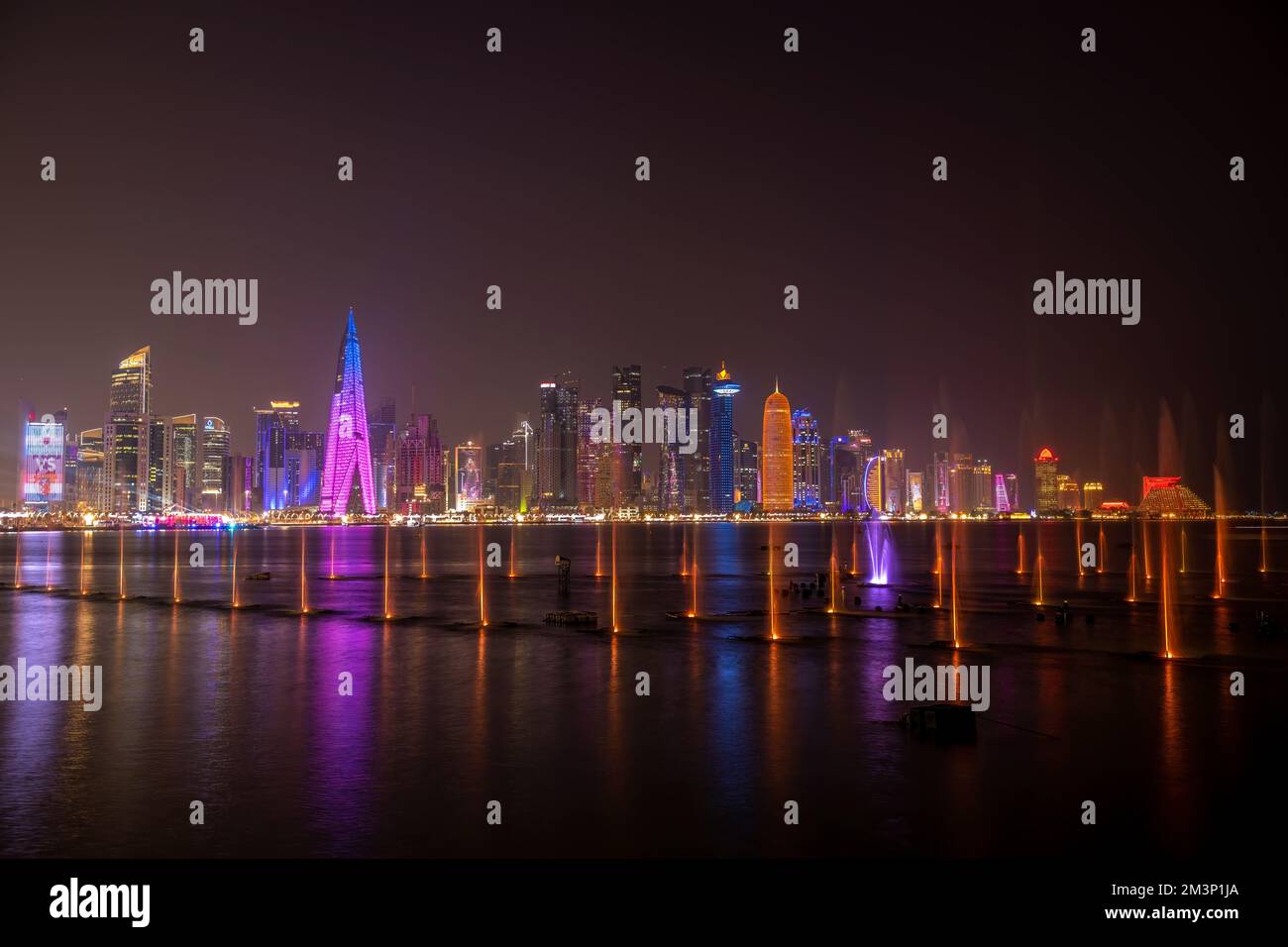 Fireworks and fountain laser light show at Corniche road FIFA World cup ...
