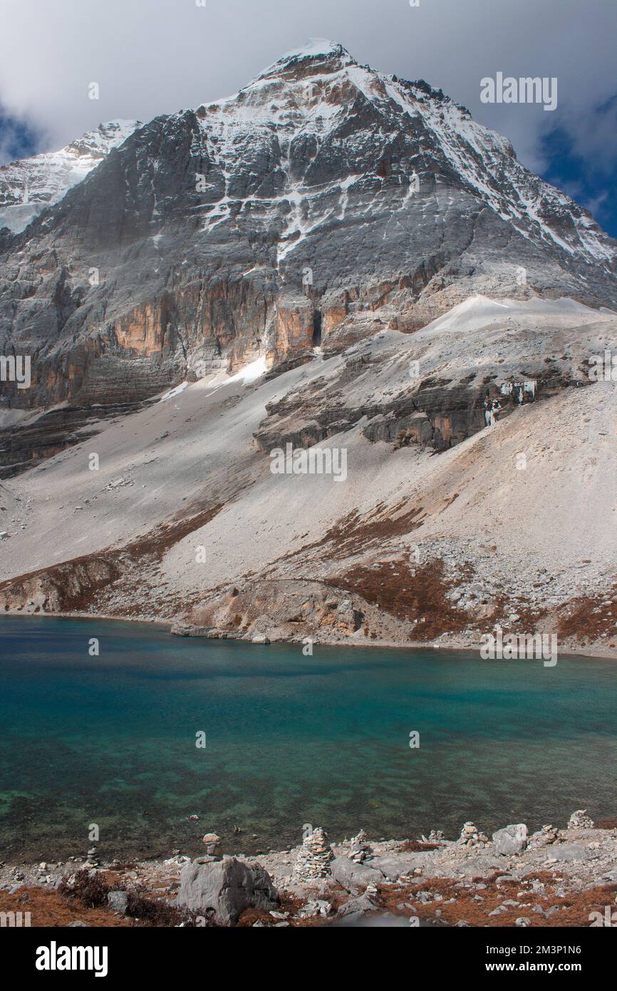 Five colour lake in Yading Nature Reserve , Daochen , China Stock Photo ...