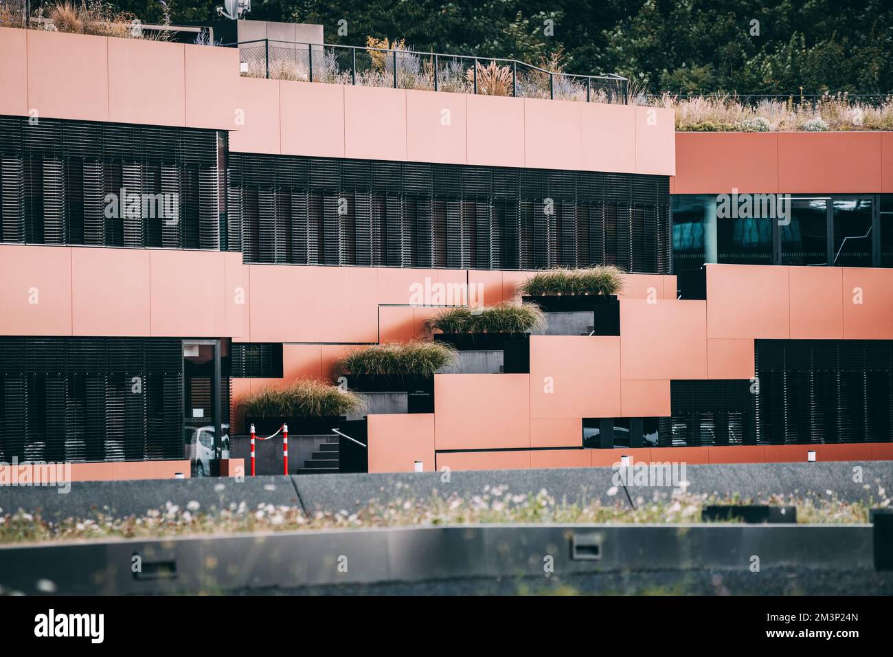 27 July 2022, Essen, Germany: Unusual modern architecture of the ...