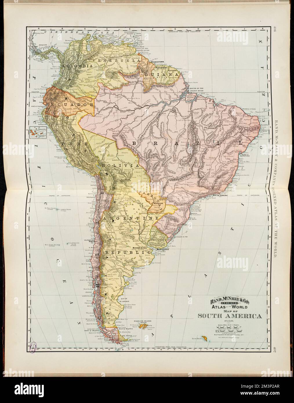 Rand, McNally & Co.'s indexed atlas of the world map of South America ...