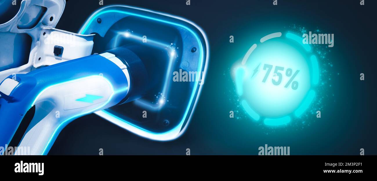 EV battery charging for electric cars with battery level indicator ...