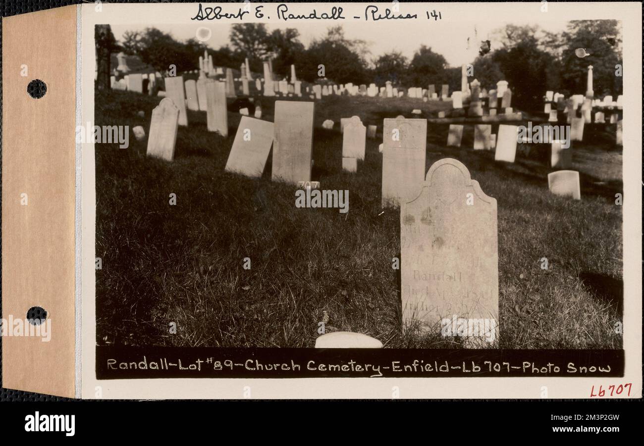 Randall, Church Cemetery, lot 89, Enfield, Mass., ca. 1930-1931 ...