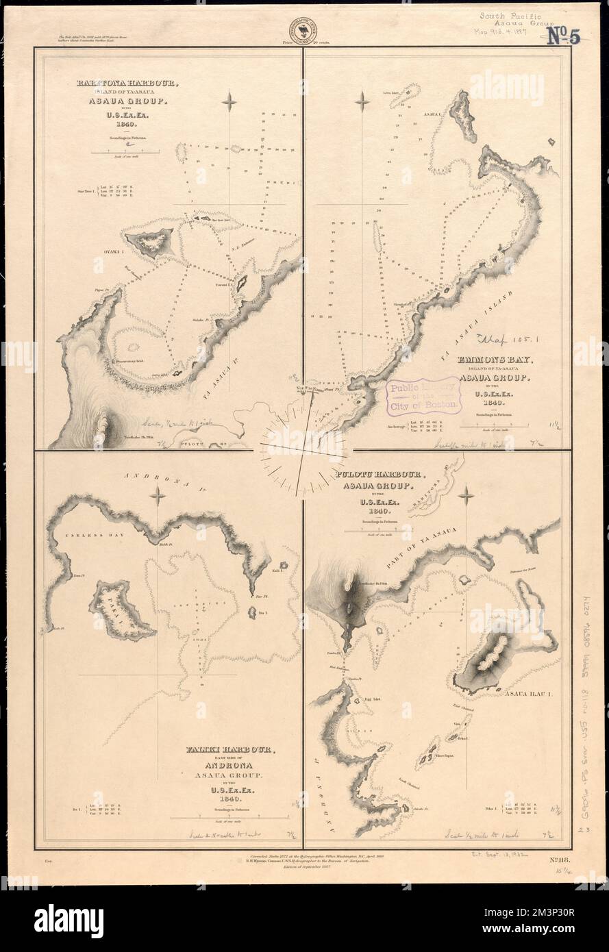 Raritona Harbour, Island Ya-Asaua, Asaua Group ; Emmons Bay, Island of ...