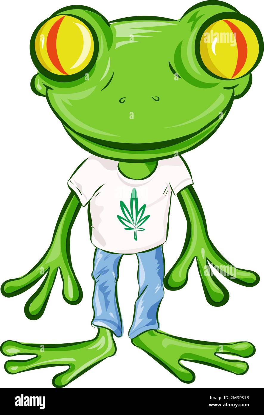 Frog Cartoon Character with t shirt . isolated on white Stock Vector ...