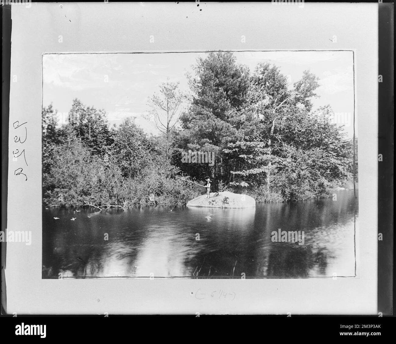 Raymond, Maine, views, flat rock , Rocks, Fishing. Frank Cousins Glass ...
