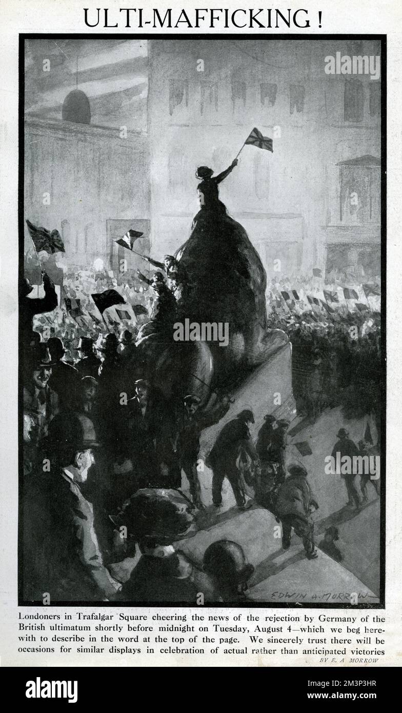 Londoners cheering in Trafalgar Square when the news broke that Germany had rejected the British ...