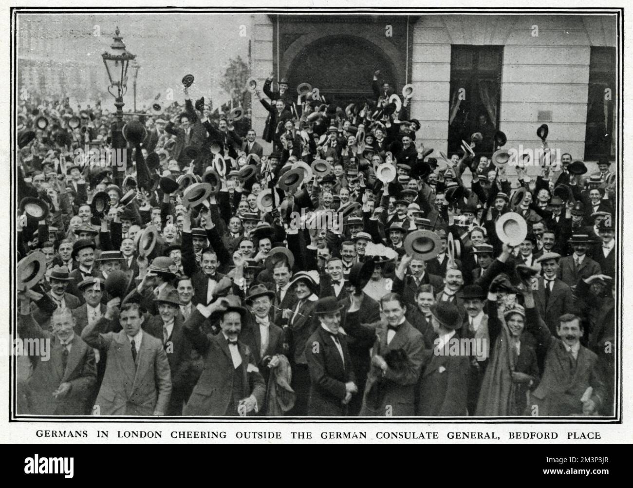 Germans cheering outside the German Consulate General in Bedford Place ...