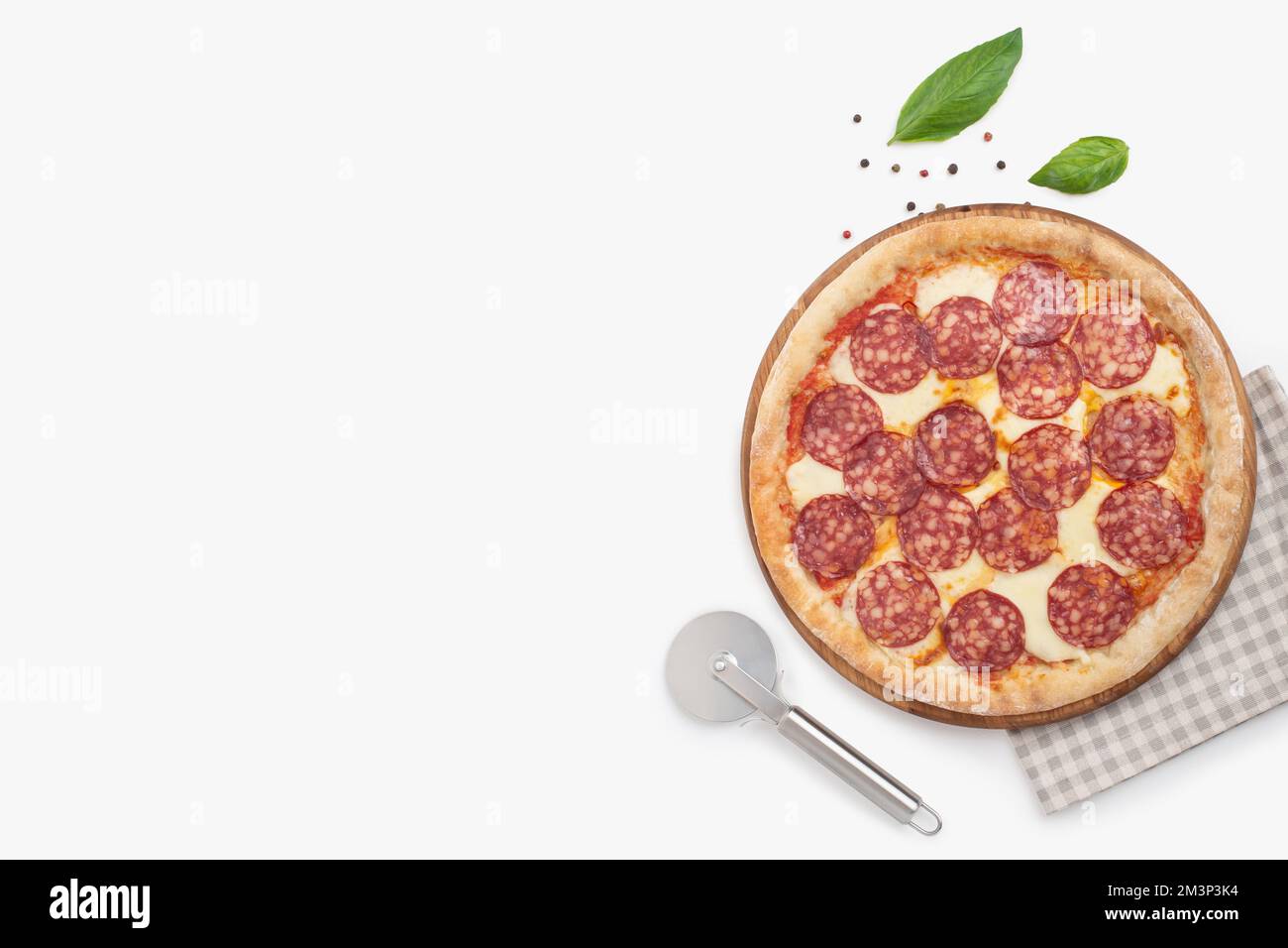 pepperoni pizza isolated on white background Stock Photo - Alamy